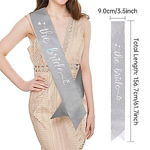 Crystal Crown and Silver Sash Kit, Bridal Shower Decorations Bachelorette Party Favors, Wedding Tiara and Glitter Sash for Bride