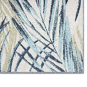 Tommy Bahama Malibu Palm Springs Coastal Indoor/Outdoor Area Rug, Ivory/Aqua Blue, 5'3"x7'3"