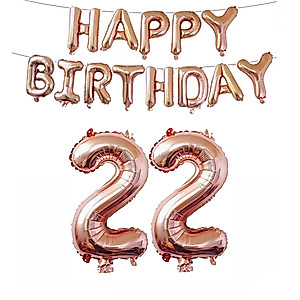 22nd Birthday Decorations Party Supplies, Jumbo Rose Gold Foil Balloons for Birthday Party Supplies,Anniversary Events Decorations and Graduation Decorations Sweet 22 Party,22nd Anniversary