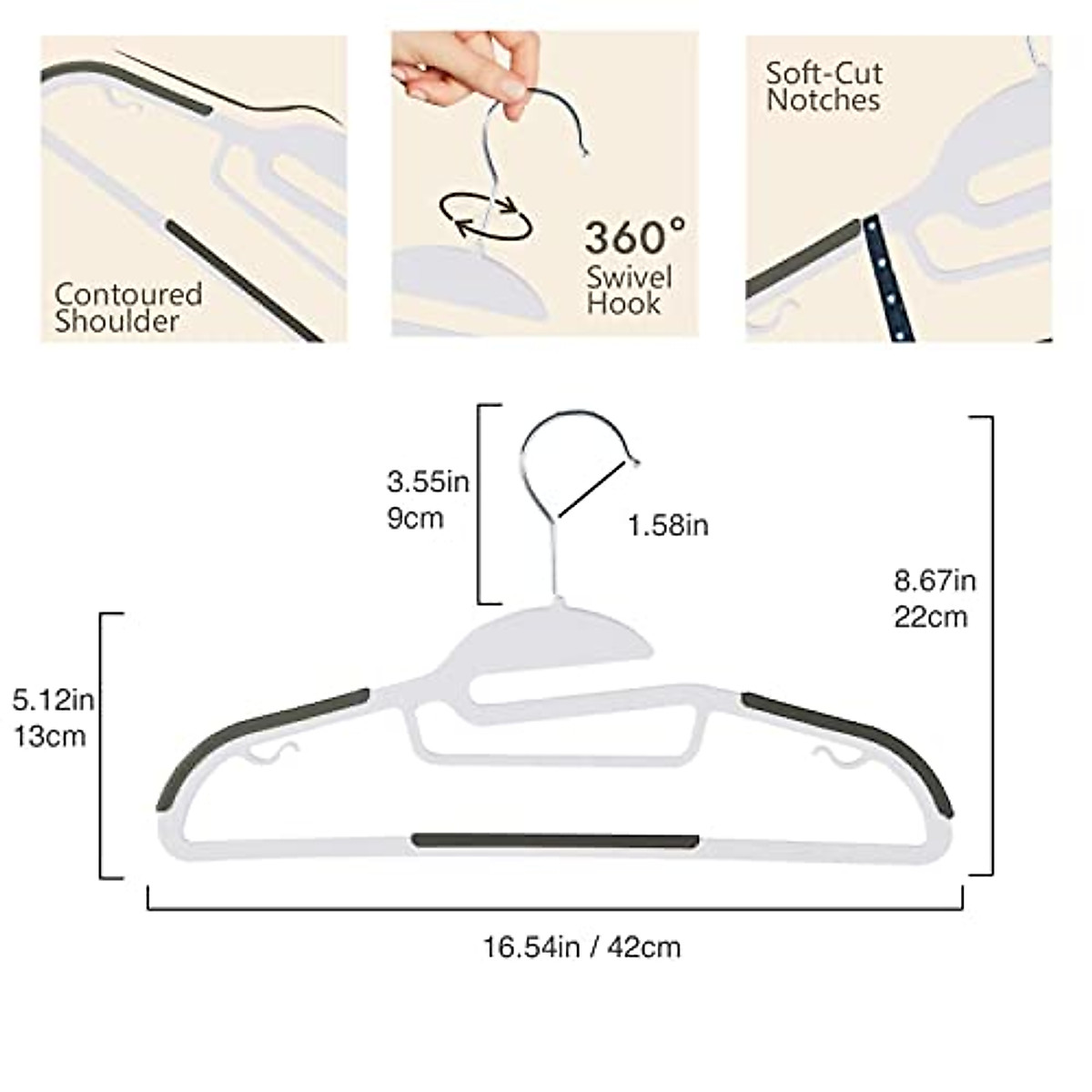 ATZJOY Non Slip Plastic Hangers 100 Pack Ultra Slim Heavy Duty Clothes Hangers Use for Wet & Dry Clothes