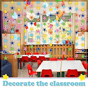 Geosar 90 Pieces Neon Stars Cut Outs Bulletin Board Cutouts Back to School Star Bulletin Board Rainbow Colored Stars Shapes Paper Cutouts for Classroom Bulletin Board Neon Party Supply Teachers Kids