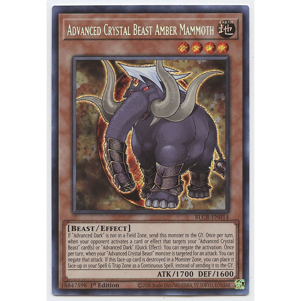 Advanced Crystal Beast Amber Mammoth - BLCR-EN014 - Secret Rare - 1st Edition