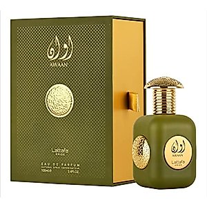 Lattafa Awaan Gold Eau De Parfum Spray for Unisex, 3.4 Ounce
