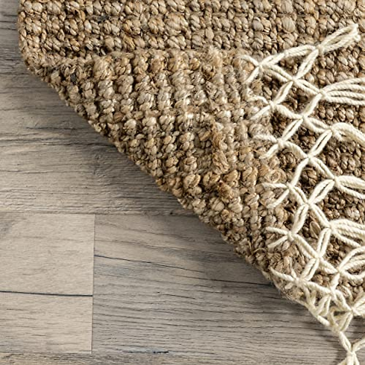 nuLOOM Raleigh Farmhouse Jute Tasseled Area Rug, 10x14, Natural