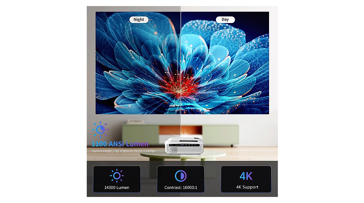 Ultra HD 4K Daytime Projector | 14300 Lumens Smart TV