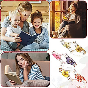 Prasacco 3 Pieces Dried Flower Resin Thumb Book Holder, Colorful Thumb Ring Page Holder for Reading Bookmark Transparent Thumb Ring Reading Accessories for Teachers Book Lovers Students Library