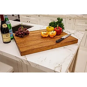 Teak Cutting Board Extra-Large (24x18x1.75 inch) Carving Board With Hand Grip, Teak Butcher Block, The Leif