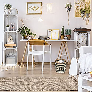 Cabilock Woven Trash Can Natural Wastebasket Garbage Bin Small Seagrass Rubbish Container Wicker Storage Basket Laundry Hamper Planter Pot for Kitchen Office