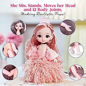 Princess Toys for Girls Age 3 4 5 6 | Mini Princess Dolls - Gift for Girls | 3 Little Princess Figurines with Tiaras, Hair & Accessories | Set for 3+ Year Old Girls | Compatible with Doll Houses