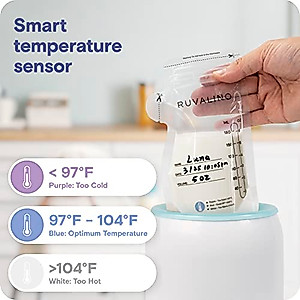 Breastmilk Storage Bag, RUVALINO Breastfeeding Essentials Breast Milk Storage Bags for Freezer, 150 Count, Temp-Sense Spot, Easy Pour Spout, Hygienically Double-Sealed, Self Standing&Lay Flat, 6 Oz