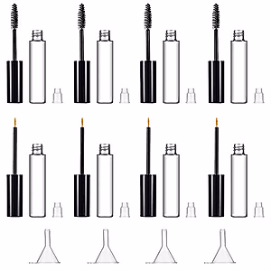 12 Pieces 10 ml Empty Mascara Tubes Eyelash Serum Tubes and Eyeliner Tubes Set Includes 4 Eyelash Cream Container Bottle, 4 Liquid Eyeliner Mascara Container, 4 Funnels for Castor Oil DIY Mascara