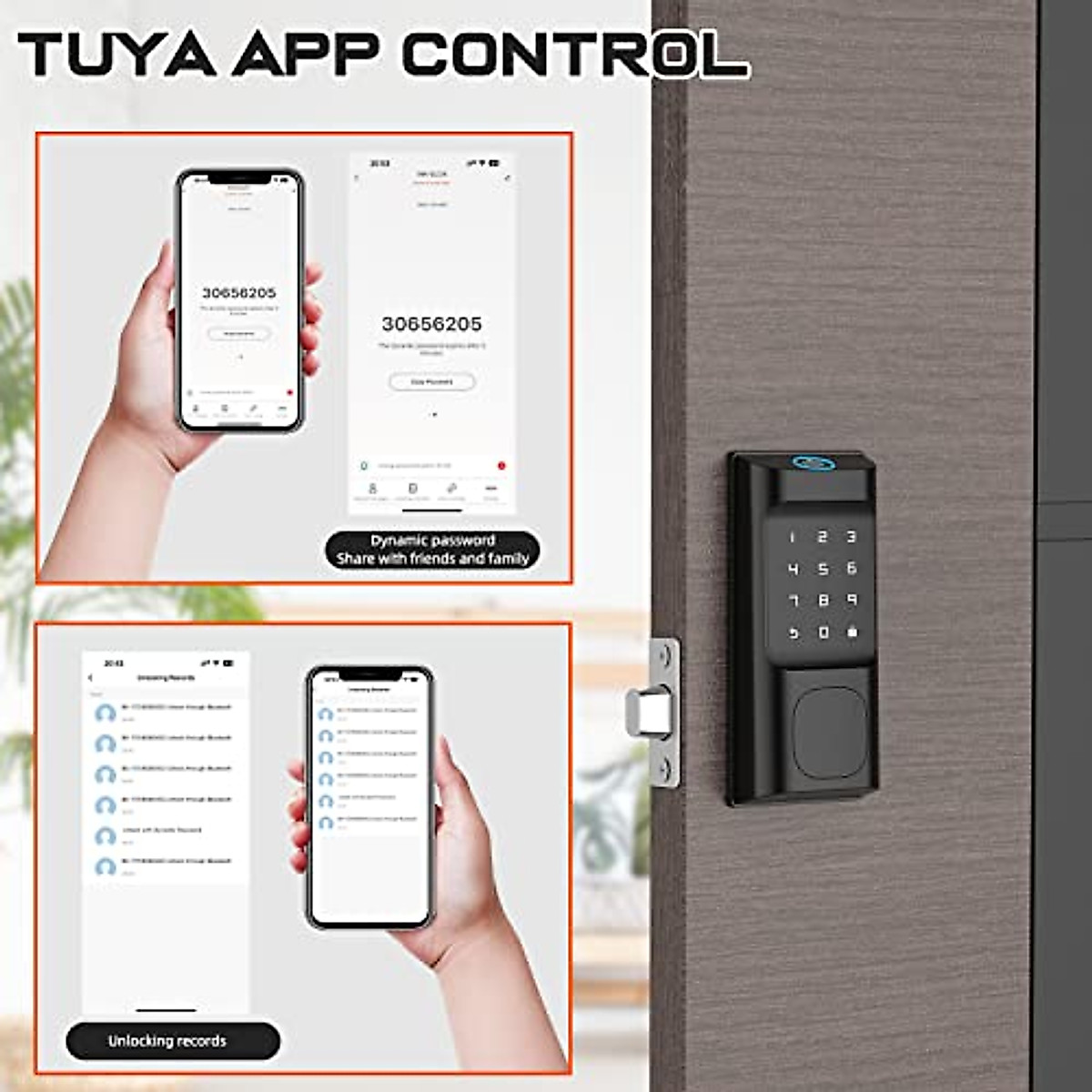 Keyless Entry Door Lock with App Control - Hopeace Fingerprint Door Lock - Electronic Touchscreen Keypad - Smart Locks for Front Door - Zinc Alloy Smart Deadbolt - Auto Lock - Easy Installation