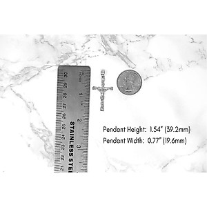 CaliRoseJewelry Sterling Silver Jesus on The Cross Crucifix Textured Pendant Necklace - Large, 22"