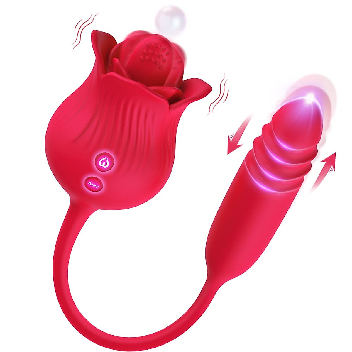 Rose Toy Vibrator for Woman,Clitoral Tongue Vibrator Sex Toys with 10 Speed Modes,G-spot Dildo Rose Nipple Massager Licking Stimulator for Women