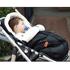 KZ Dotnz Stroller Footmuff, Stroller Cover for Winter, Front Panel Removeable Stroller Sleeping Bag, Adjustable Length Baby Stroller Blanket Winter with Soft Hood, Fleece Lined Stroller Warmer Cover