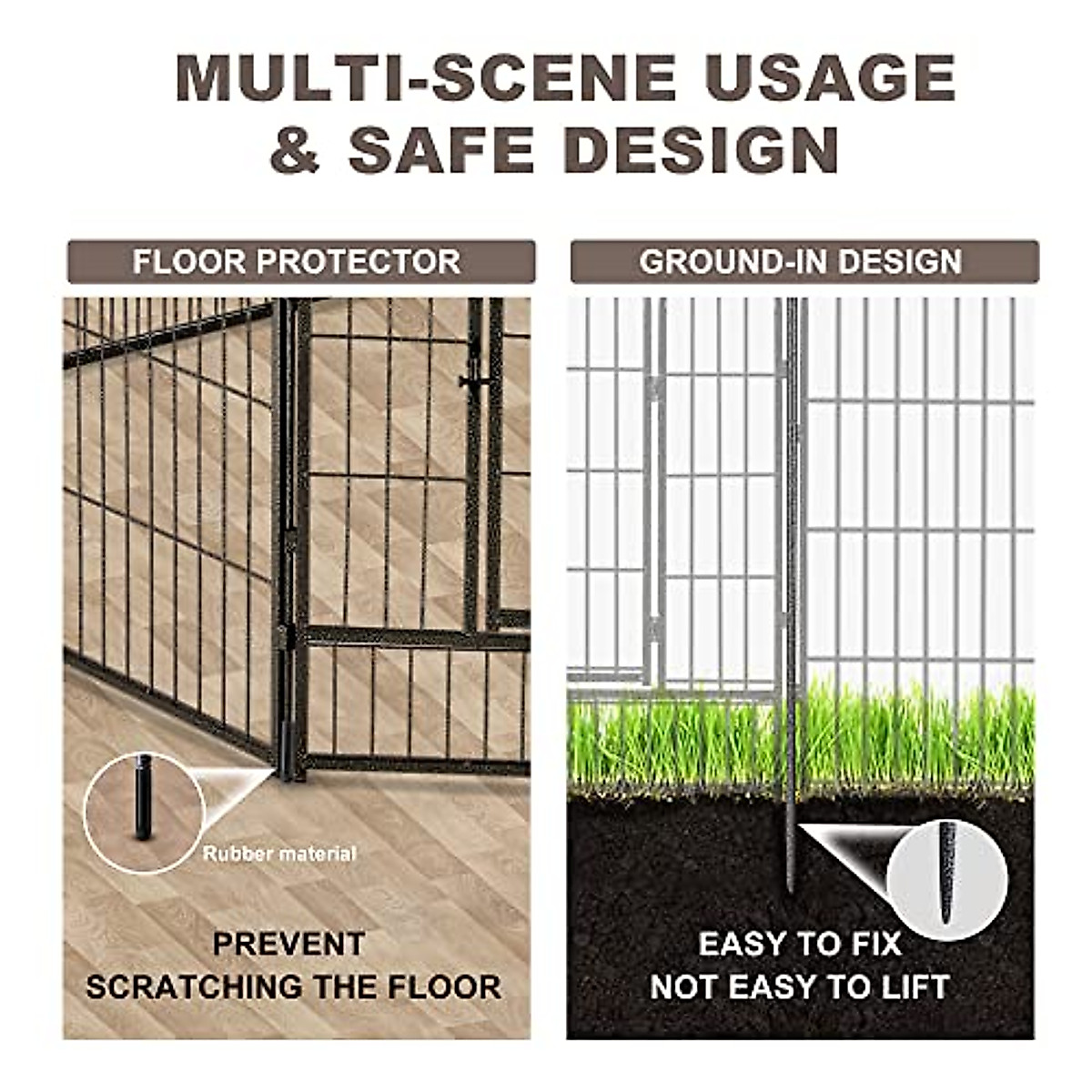 Avocahom Metal Dog Playpen 16 Panel Dog Pen 32Inch Height Exercise Pen w/2 Doors for Small/Medium Dogs Outdoor Indoor RV Yard w/36 Floor Protectors & 8 Straps, Black