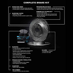 R1 Concepts Front Brakes and Rotors Kit |Front Brake Pads| Brake Rotors and Pads| Ceramic Brake Pads and Rotors|fits 2015-2022 Mercedes-Benz C300, E300