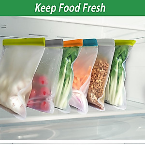 LKSUMPT 24 Pack Reusable Freezer Bags, Food Storage Bags, Reusable Bags BPA Free, Leakproof Extra Thick for Traveling & Household Same as Reusable Ziploc Bags (8 Gallon+8 Snack+8 Sandwich Bags)