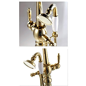 MObyat Kitchen Taps Faucet,Chrome Golden Floor Mounted Bath Refill Bath Floor Faucet,Single Handle Free Standing Bathroom Shower Set,Golden