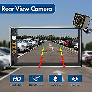 Double Din Car Stereo with Wireless Apple CarPlay & Android Auto - 7" Touchscreen Car Radio with Bluetooth | Backup Camera | Mirror Link | FM Radio Receiver (Wireless carplay)