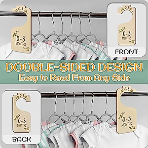 Zamwix 8PCS Baby Closet Dividers - Beautiful Wooden Double-Sided Closet Dividers for Baby from Newborn to Toddler Boho Nursery Decor Baby Clothes Size Hanger Organizer with Gift Bag