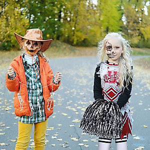 Matiniy Halloween Zombie Cheerleader Costume for Women Girls Include Pom Poms Striped Socks Arm Warmer Hair Ropes Sticker(Adult)