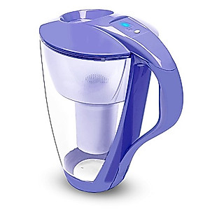 DAFI LED Glass Water Filter Pitcher 64 oz with Alkaline Filter + 3pack Alkaline Filters | Filters Compatible with Brita | Water Purifier Filter Jug Water Purifer | Water Cartridges | Violet
