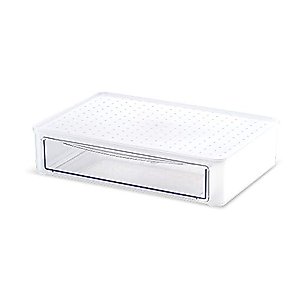 Madesmart Plastic Stacking Pull-Out Drawer for Bathroom Storage, Stackable Bathroom Organizer Drawer with Clear Front, Frost