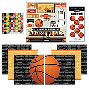 Scrapbook Customs Go Big Basketball Themed Paper and Stickers Scrapbook Kit, 12 inch by 12 inch