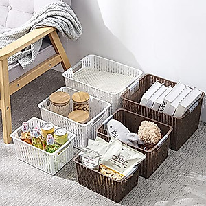 Storage Basket Organizer with Handle | Storage Bin | Home Storage, 7 Liter, Set of 6, White