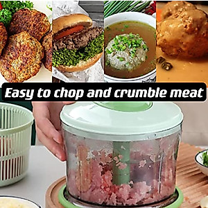 GProME Manual Food Processor -Salsa Maker Hand Chopper Blender As Seen On TV- Meat Masher Mincer-Salad Spinner -Onion Chopper & Dicer for Baby Food, Salad, Herbs, Garlic,BPA Free(Large)