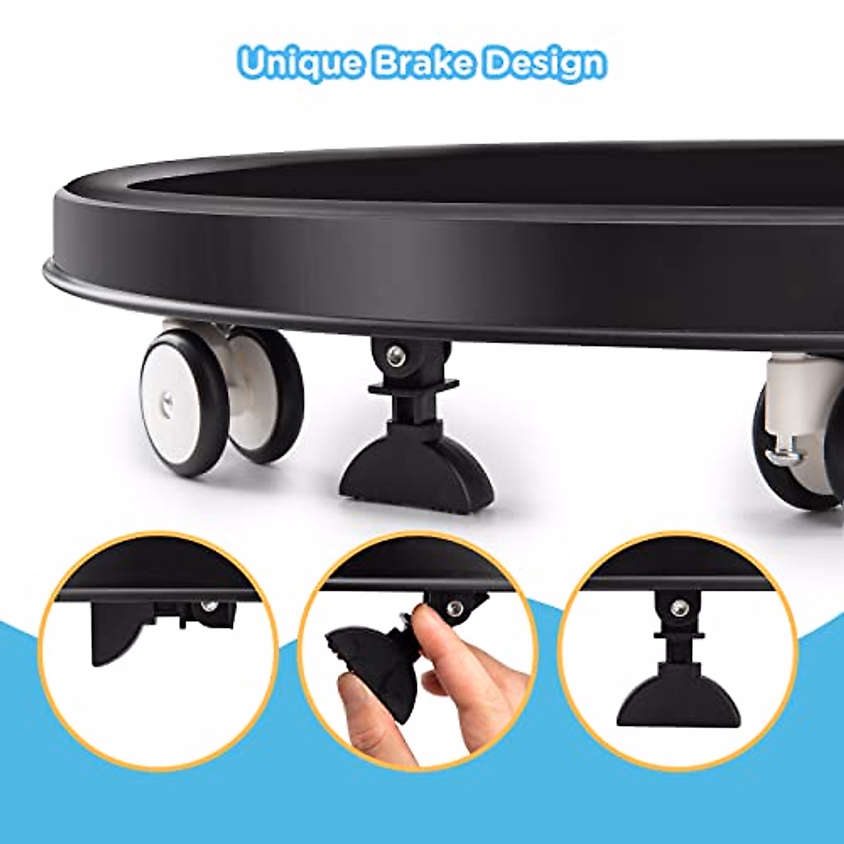 Uuoeebb One-Touch Folding Baby Walker, Anti-Roll 8-Wheel Round Chassis, 5-Speed Height Adjustment, with Large Dinner Plate and Brake. 6-18 Months Baby Walker.