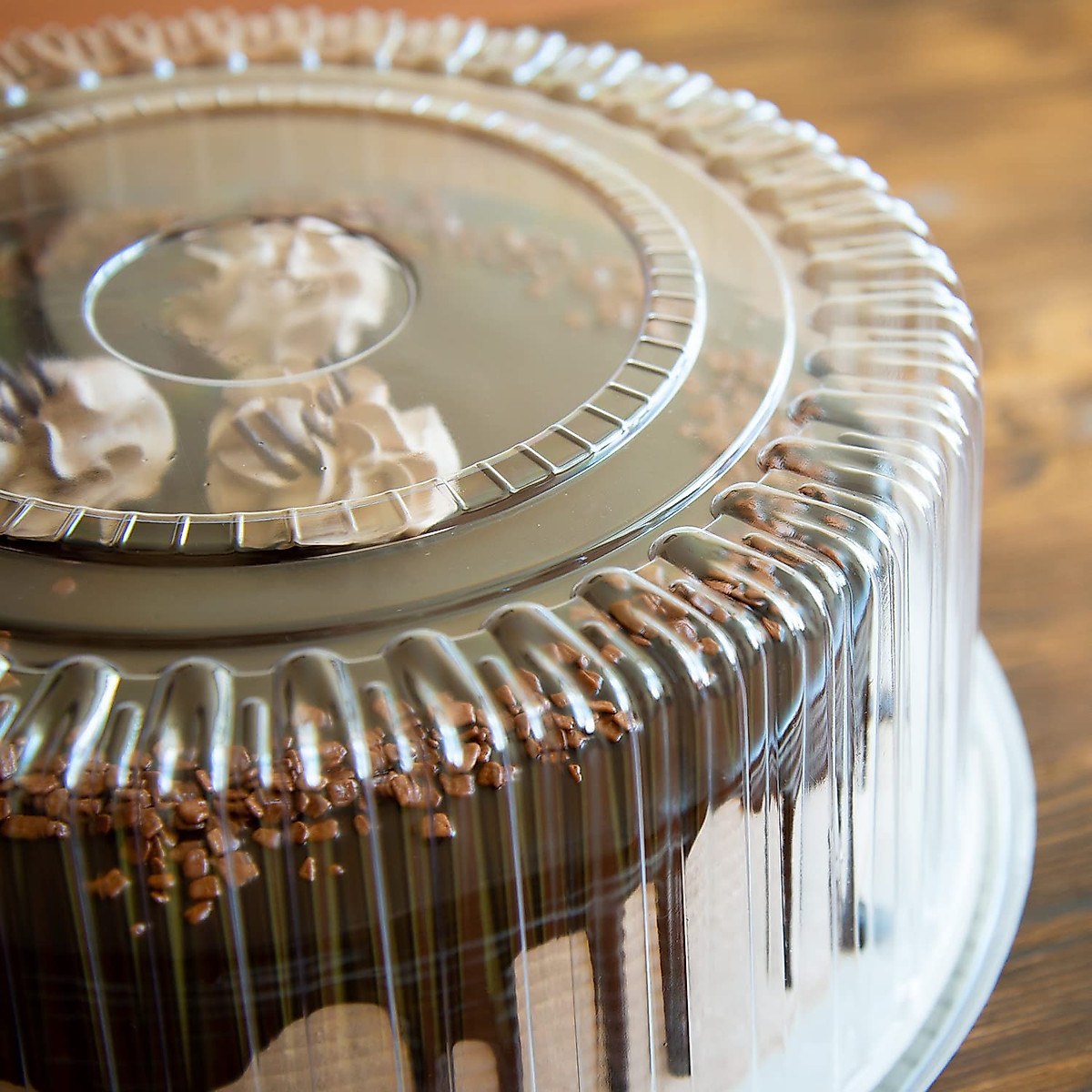 Plastic Cake Containers with Lids | Disposable Cake Containers 9 Inch Cake Carries for Transport and 9 inch Cake Boards 5 Pack of Each | Clear Bunt Cake, Cheesecake, and Pie Plastic Containers