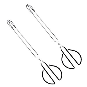 FRCOLOR 2pcs Firewood Tongs Fireplace Log Tong Log Outdoor Barbecue Long Log Tweezer Wrought Iron Log Claw Large Grabber for Wood Stove Outdoor Campfire Black