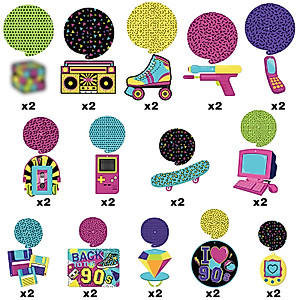 28Pcs Back to The 90s Party Hanging Swirls Decorations 90s Retro Ceiling Streamers for 1990s Throwback Birthday Party 90s Hip Hop Party Supplies