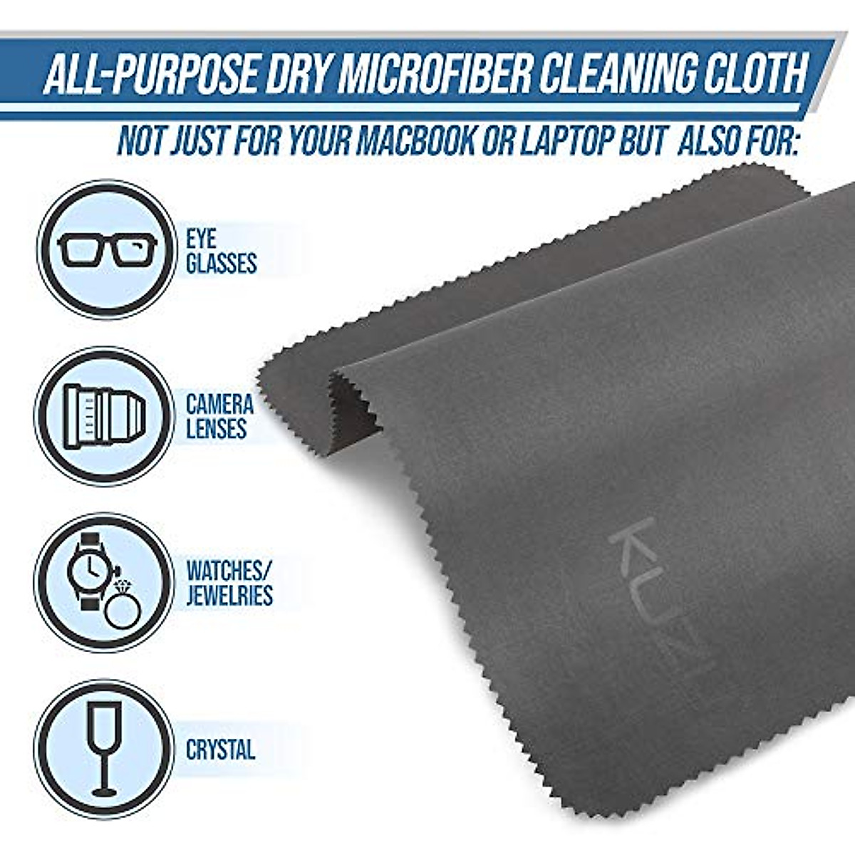 Kuzy Microfiber Cleaning Cloth for Electronics - MacBook Screen Cleaner Pro 13 14 15 16 inch and Air 13 inch - Microfiber Keyboard Cover Cloth - Glasses Cleaning Cloth - Eyeglass Cleaning Cloth, 3pc