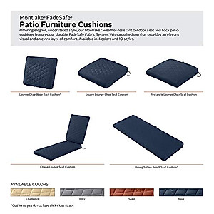 Classic Accessories Montlake FadeSafe Water-Resistant 25 x 27 x 5 Inch Rectangle Outdoor Quilted Seat Cushion, Patio Furniture Chair Cushion, Navy