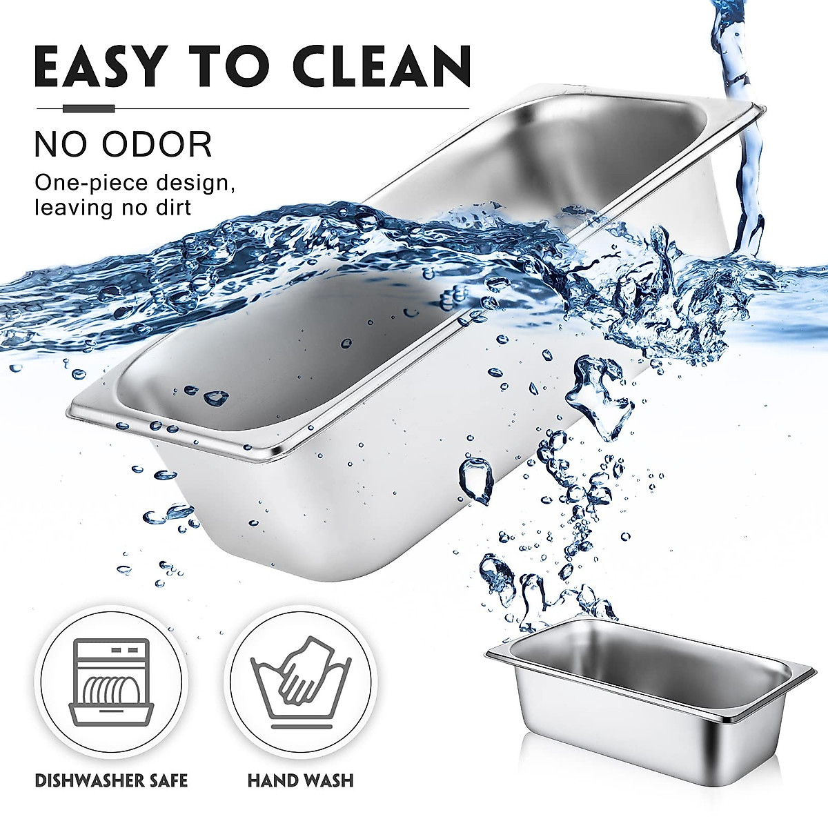 10 Pack Hotel Pans Stainless Steel Steam Table Pan 1/3 Size, 0.8 mm Thick Steam Pan Anti Jam Warming Pans for Food Warmer Restaurant Catering Supplies, 12.8 x 6.9 Inch (Standard,4 Inch Deep)