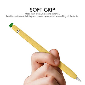 AhaStyle iPencil Case Sleeve Cute Fruit Design Silicone Soft Protective Cover Accessories Compatible with Apple Pencil 1st Generation (Yellow)