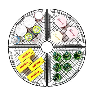 Leeden Lazy Susan Organizer Basket for 24" Diameter Turntable - 16.3" x 10.3" x 4" Metal Organizing Storage Bins (6 Packs) - Black Kitchen Cabinet Storage Organizer - 1/4 Wedge Can Organizer