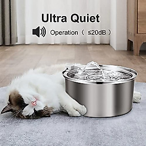 Petilog Automatic Stainless Steel Cat Water Fountain for Multi Pet Households, 3.2L/108oz , Large Capacity Dog Water Dispenser with Ultra Quiet Pump