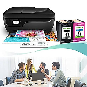 GREENBOX Remanufactured Ink Cartridge Replacement for HP 63 63 to use with OfficeJet 3830 Envy 4512 4520 Officejet 4650 5255 Deskjet 1112 3634 3632 3639 Printer (1 Black 1 Color)