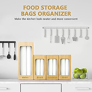 SGVA Ziplock Bag Organizer Bamboo Ziplock Bag Storage Organizer Container for Kitchen Drawer,Baggie Organizer Compatible with Gallon, Quart, Sandwich, and Snack Bags
