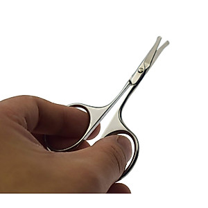 Motanar Nose Hair Scissors - Beard Eyebrow Trimmer Scissors, Stainless Steel Professional Facial Hair Beard Eyelashes Ear Hairs and Moustache Scissors Trimmer (Round Head)
