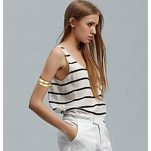 TOBENY 6 Pieces Arm Bracelet for Women Gold Mental Open Upper Arm Bangle Bracelet Simple Adjustable Armlet Armband Set