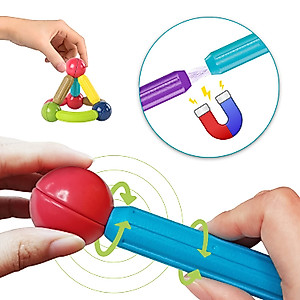 Huaker 88 Piece Magnetic Balls and Rods Set,Magnetic Building Toys Colorful DIY STEM Building Blocks Sticks for Ages 3+ Year Old Children Boy Girl Educational Construction Toy