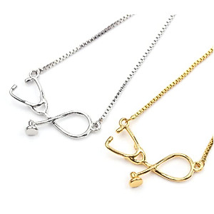 Guqqeuc Nurse Birthday Gifts for Women - Silver Medical Stethoscope Bracelets for Nurses Appreciation Gift