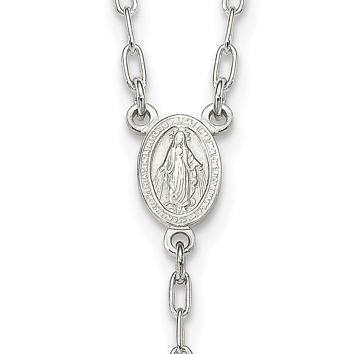 925 Sterling Silver Rosary Necklace 26 inch Chain