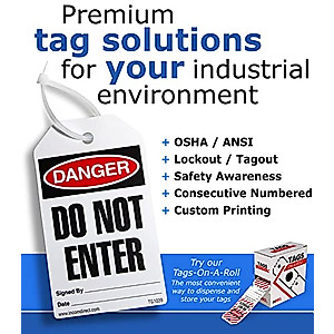 INCOM Manufacturing Lockout Tags On A Roll, Danger Locked Out, Heavy-Duty Polytag Stock, Waterproof and Tear-Resistant, Red/Black On White, 6.25 Inch X 3 Inch X 10 Mil Thickness, 100 pack, RT6027C
