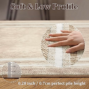 OJIA Modern Bordered Washable Runner Rug, 2'x6' Rug Runners Non Slip Kitchen Rugs Runner Soft Bathroom Rug Runner Non-Shedding Carpet Runner for Bedroom Entryway Laundry Room
